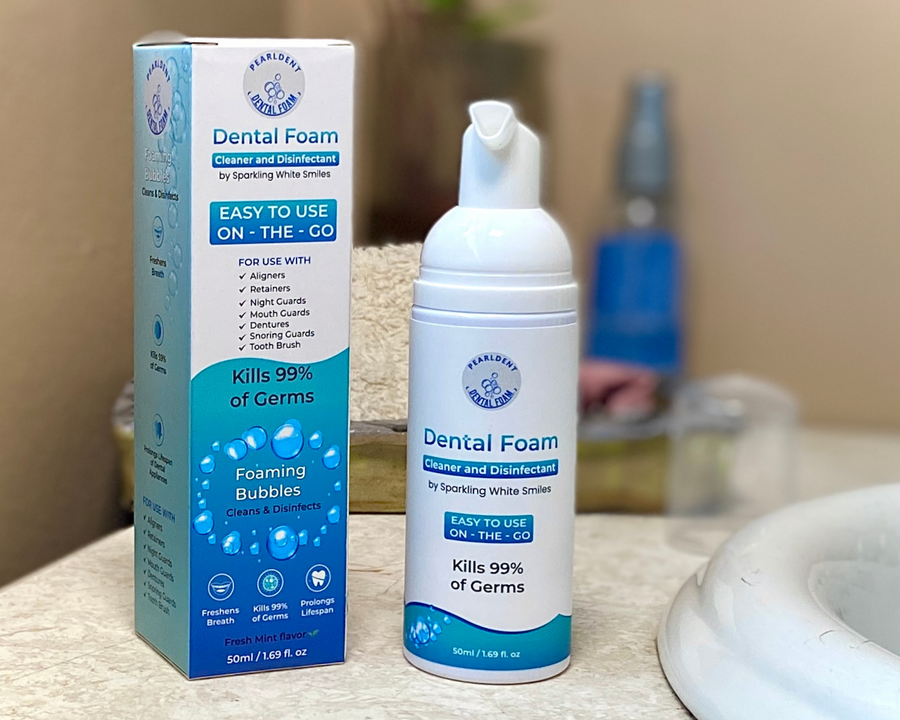 Pearldent Dental Foam - Cleans and Sterilizes Removable Dental and Ort